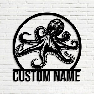 Custom Octopus Tentacles Metal Sign, Octopus Metal LED Decor ...