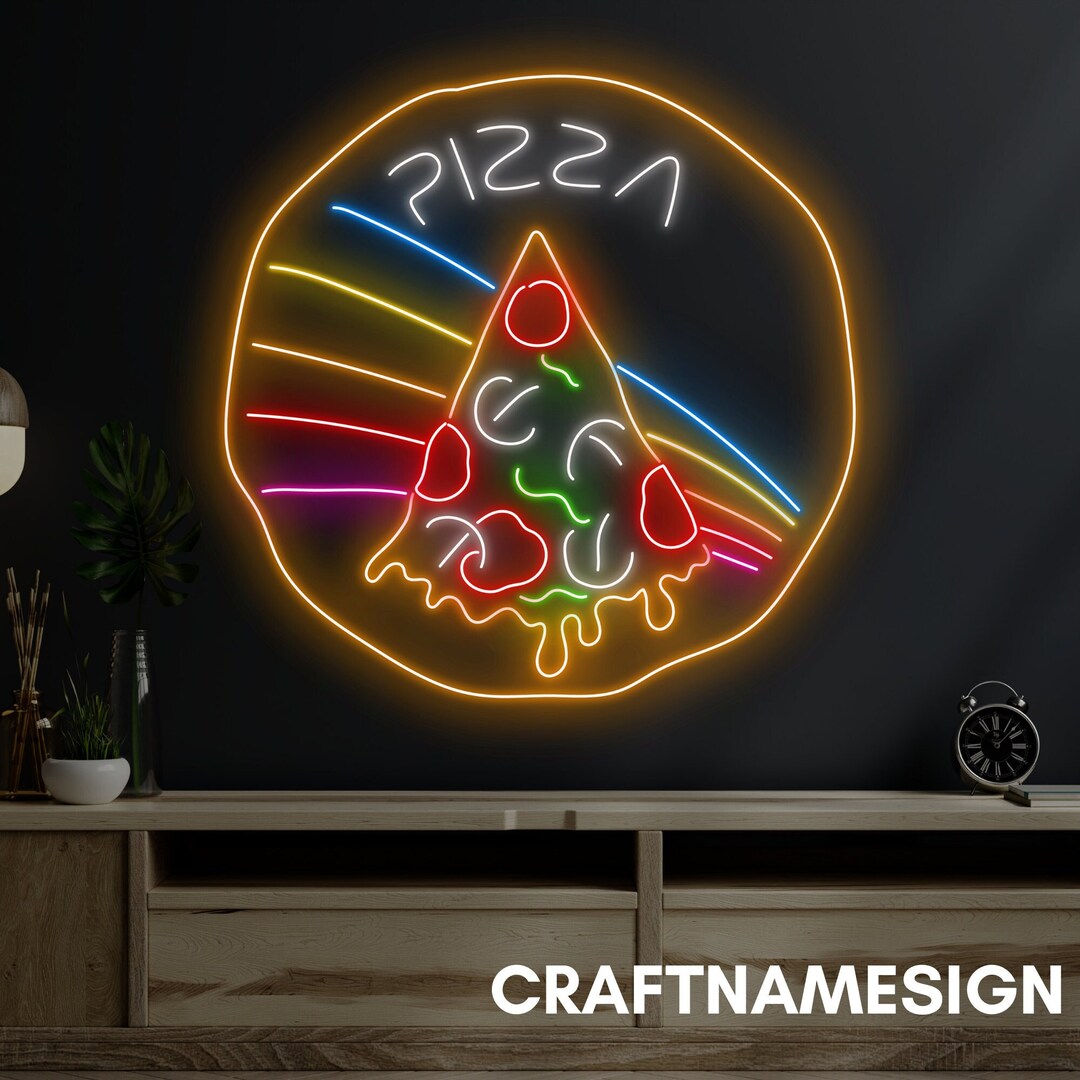 Rainbow Pizza Neon Sign, Rainbow Pizza Led Sign, Pizza Wall Art Decor ...
