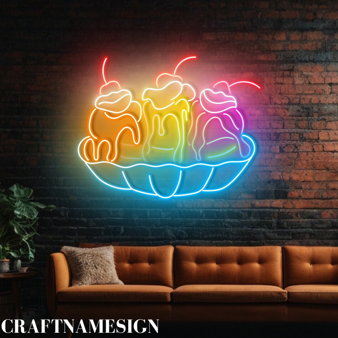 Banana Split Led Sign, American Classic Banana Split Neon Sign, Custom ...