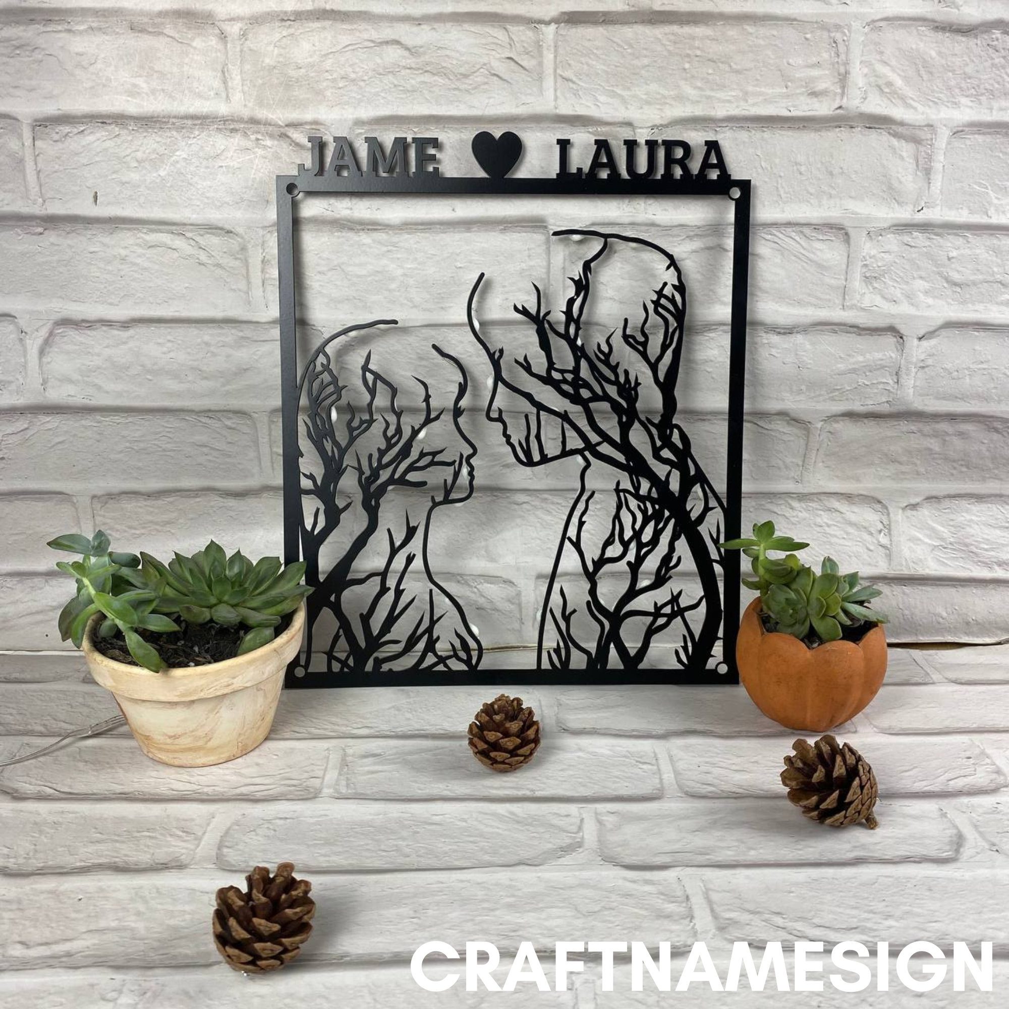 Personalized Couple Metal Led Wall Decor Light, Couples Metal Sign ...