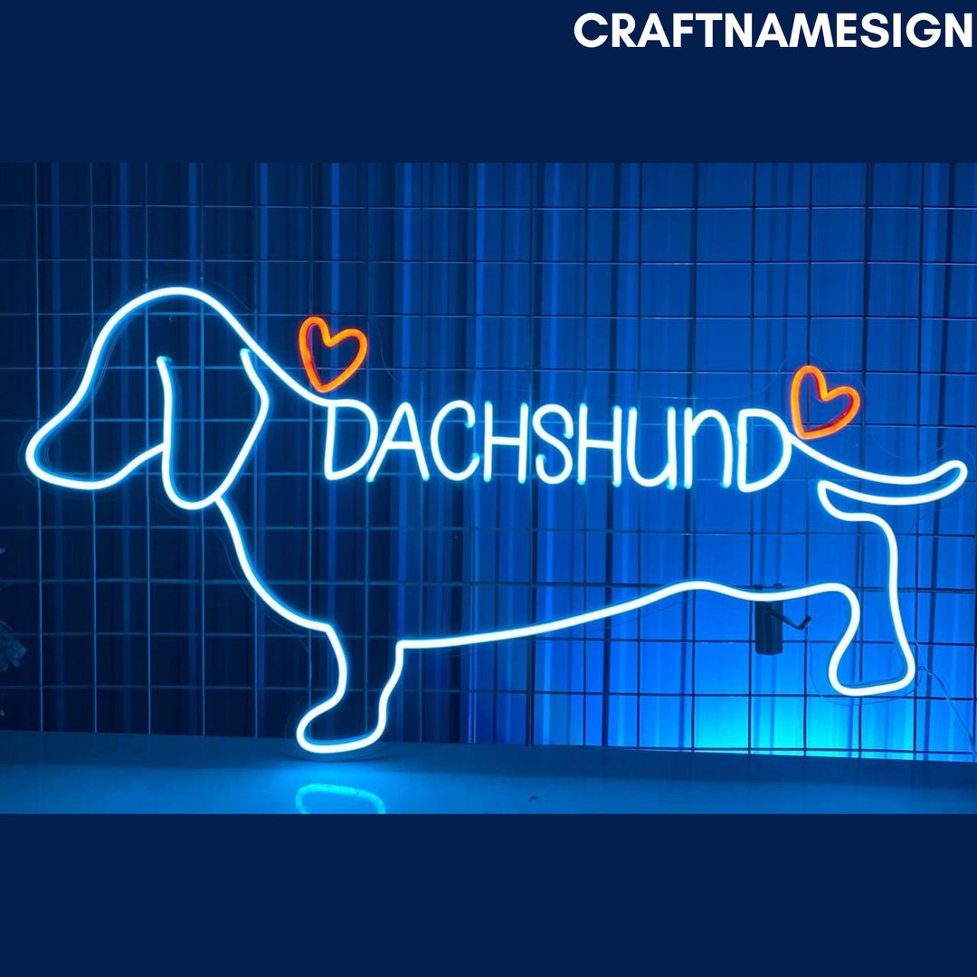 Custom Dachshund With Heart Neon Sign, Dachshund Led Sign, Custom Neon ...