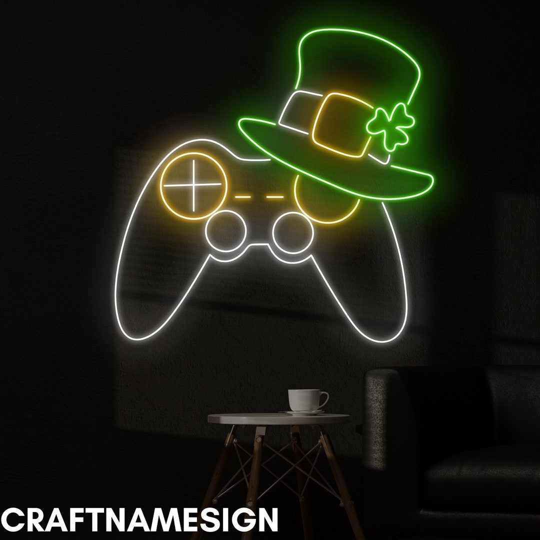 Hat Patrick's Game Controller Neon Sign, Game Controller Patrick's Day ...