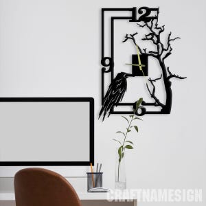 Modern Raven Tree Metal Wall Clock, Wall Clock Unique for Home Decor ...