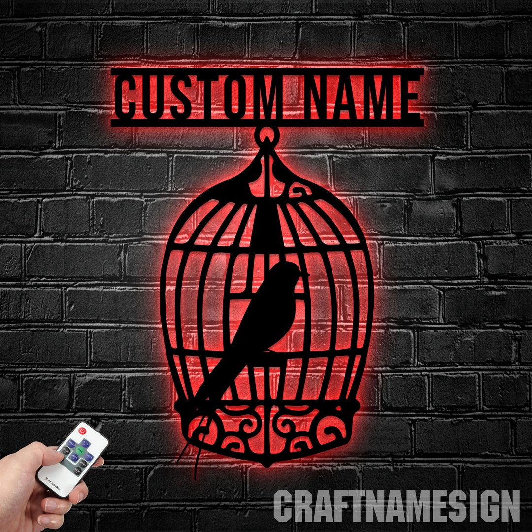 Personalized Bird in Aviary Metal Wall Art With LED Light Custom Bird ...