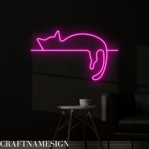 Cat Sleep Neon Sign, Cat Line Led Sign, Custom Neon Sign, Cat Shop ...