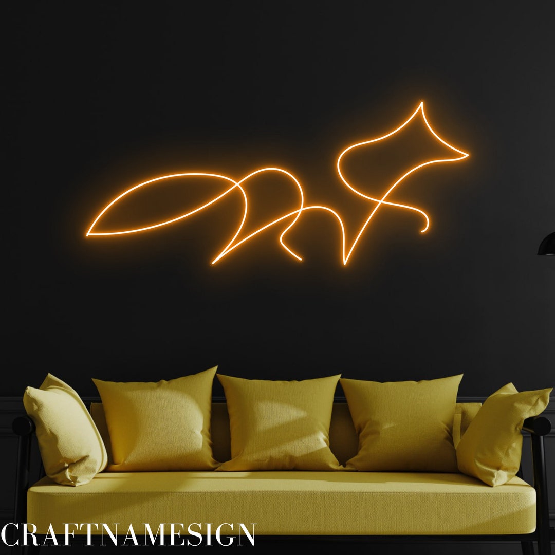 Minimalist Fox Neon Sign, Fox Line Led Sign, Custom Neon Sign, Fox ...
