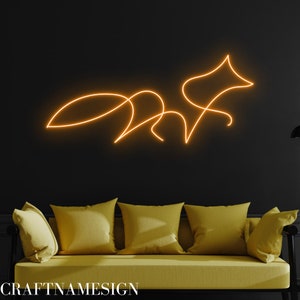 Minimalist Fox Neon Sign, Fox Line Led Sign, Custom Neon Sign, Fox ...
