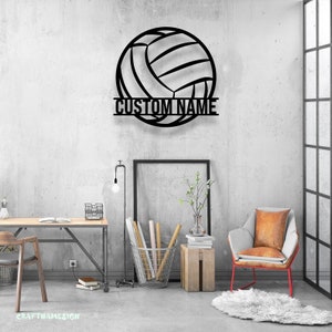Personalized Ball Volleyball Metal Wall Art LED Light - Custom ...