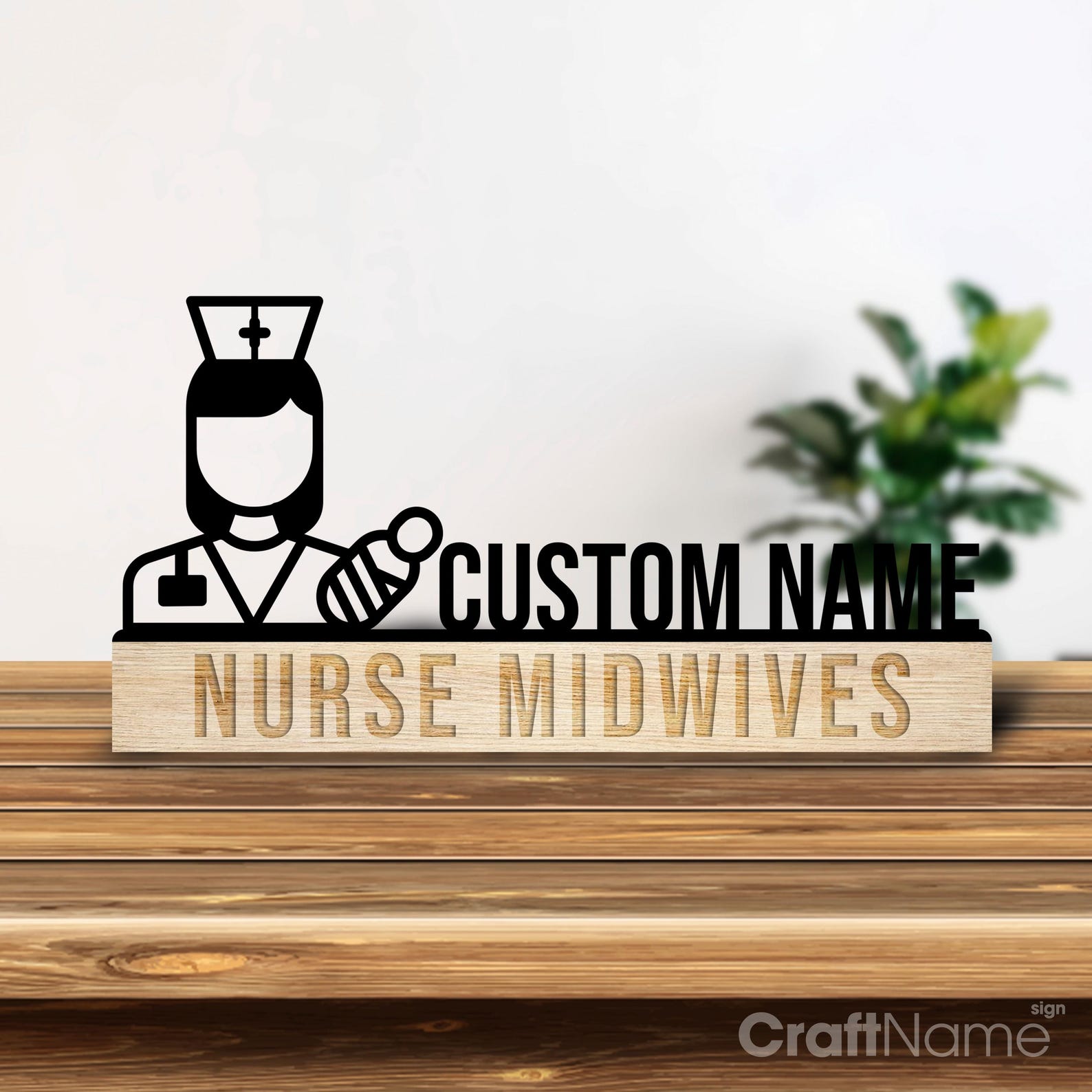 Custom Nurse Midwives Metal Desk Name Plate, Nurse Midwife Wooden ...