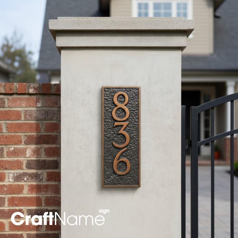 Custom Vertical House Number Plaque, Acrylic Address Sign for Entryway ...