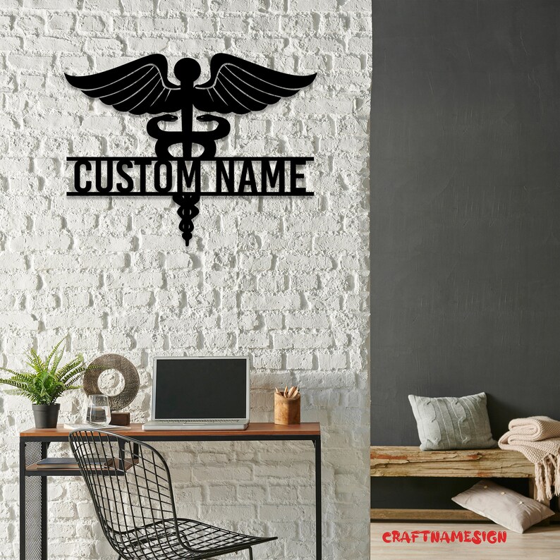 Custom Medical Symbol Caduceus MD Star Nursing Metal Wall Art - Etsy