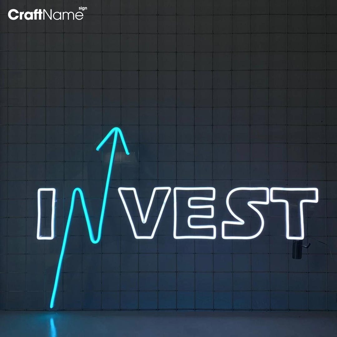 Invest Stock Market Neon Light, Financial Trading Neon Sign, Custom ...