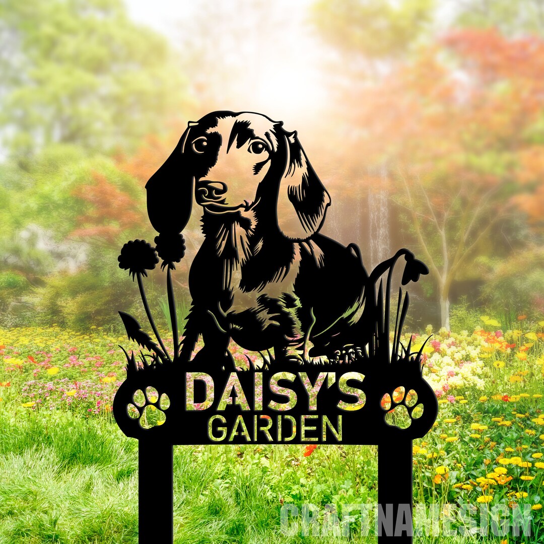 Custom Dachshund Dog Metal Memorial Garden Stake, Personalized Pet ...