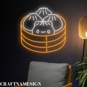 Chinese Dumpling Neon Sign, Open Dim Sum Restaurant Led Sign, Custom Neon Sign, Dumpling ...