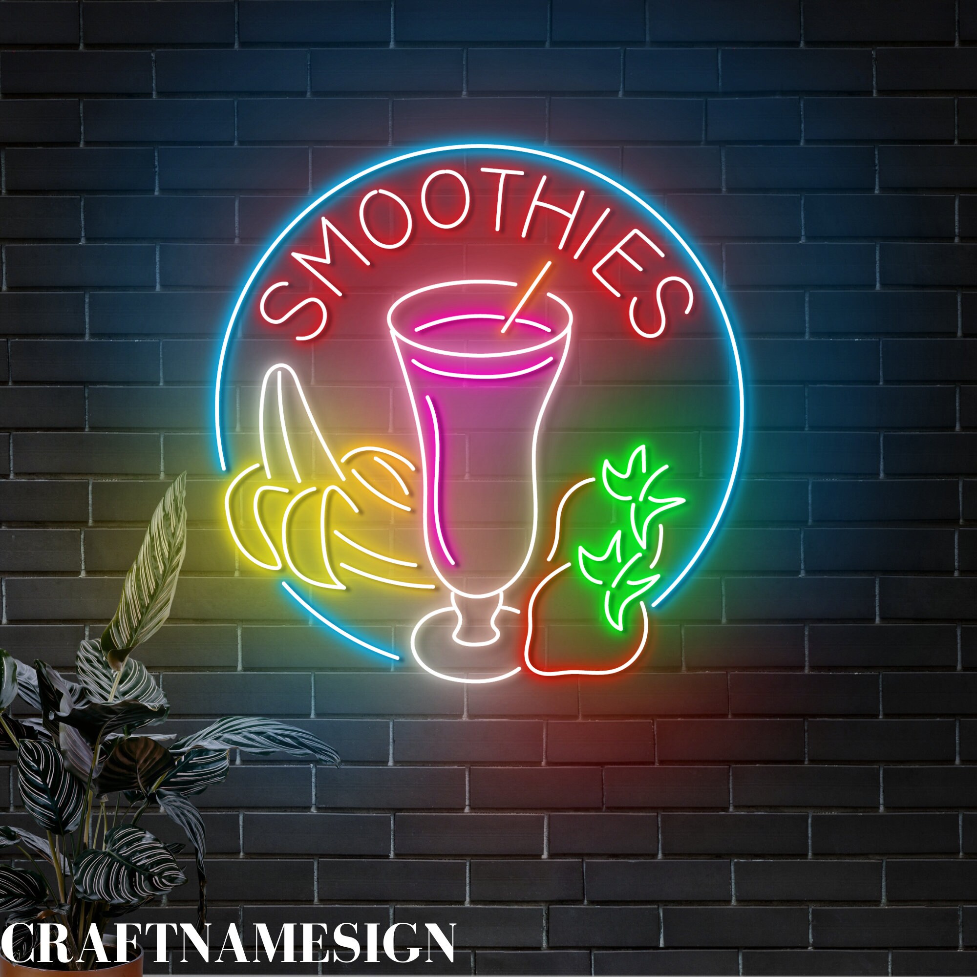 Healthy Fruit Smoothies Neon Sign, Open Smoothie Shop Led Sign, Custom ...