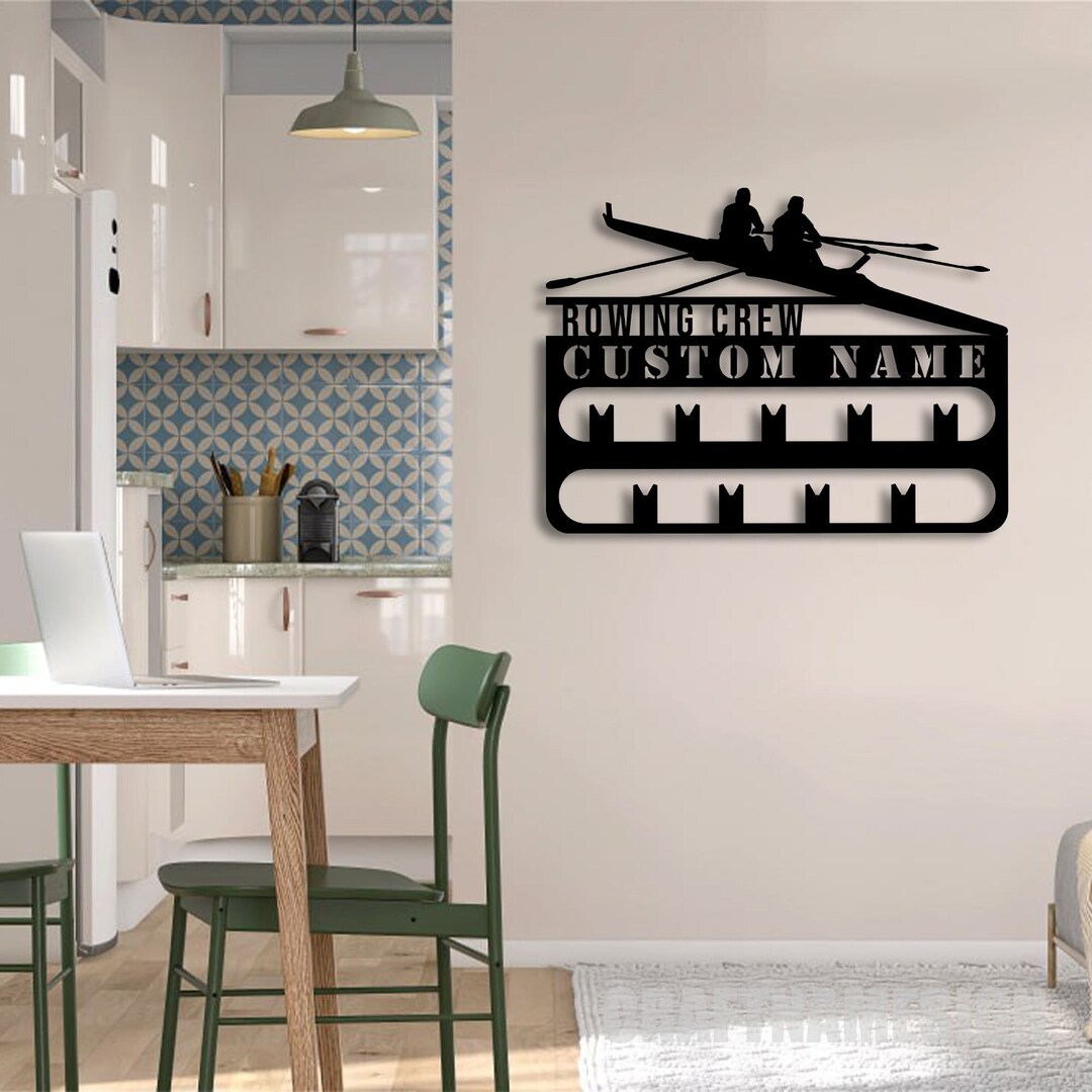 Custom Metal Rowing Crew Medal Hanger Wall Art Led Light, Rowing Crew ...