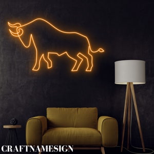 Bull Neon Light, Western Bull Led Light for Rodeo Bar Decor, Custom ...