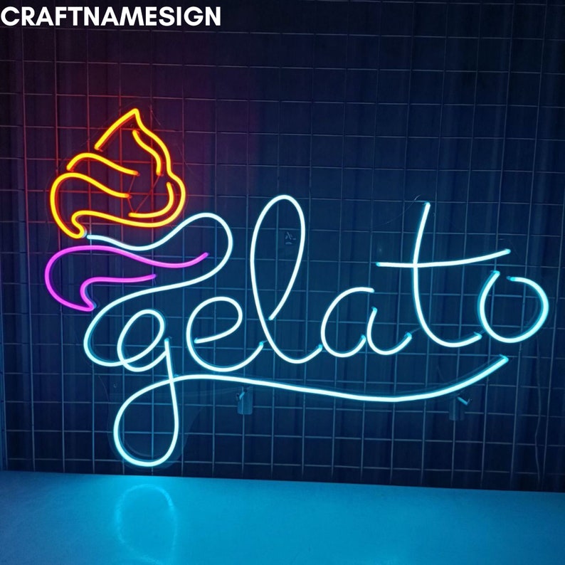 Gelato Wall Art Led Light for Ice Cream Store Decor, Ice Cream Dessert ...