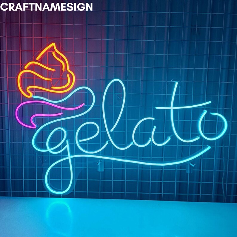 Gelato Wall Art Led Light for Ice Cream Store Decor, Ice Cream Dessert ...