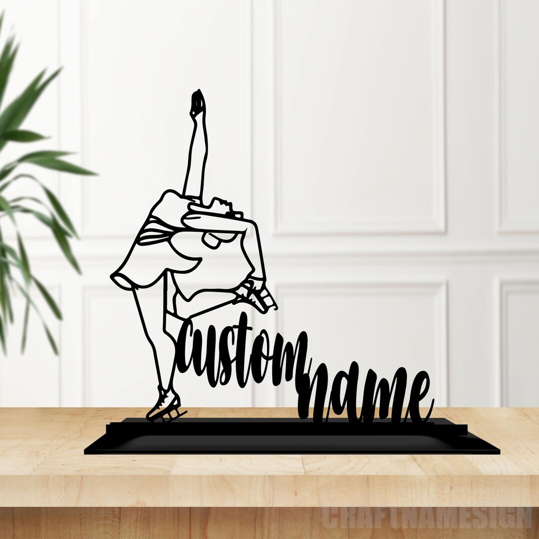 Custom Female Figure Skating Metal Office Table Decor, Personalized ...