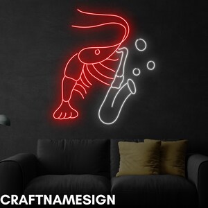 Shrimp Blows Trumpet Neon Sign, Shrimp Led Sign, Custom Neon Sign ...