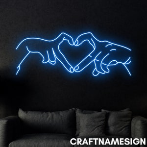 Hand Heart Neon Sign, Hand Heart Valentine Led Sign, Custom Neon Sign ...