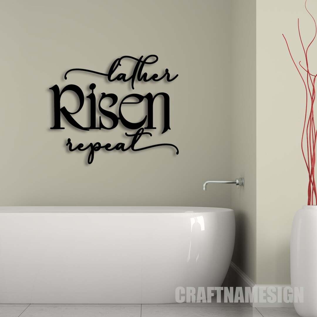 Lather Rinse Repeat Metal Sign for Bathroom Decoration, Toilet Restroom ...