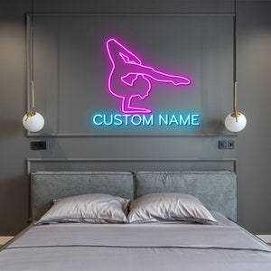 Custom Female Gymnastics Neon Wall Art - Personalized Girl Gymnast Name ...