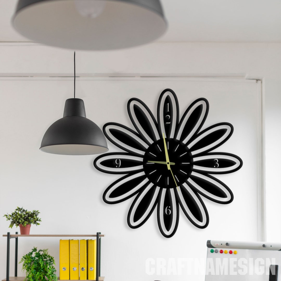 Flower Metal Wall Clock, Wall Clock Unique for Home Decor and Wall Arts ...