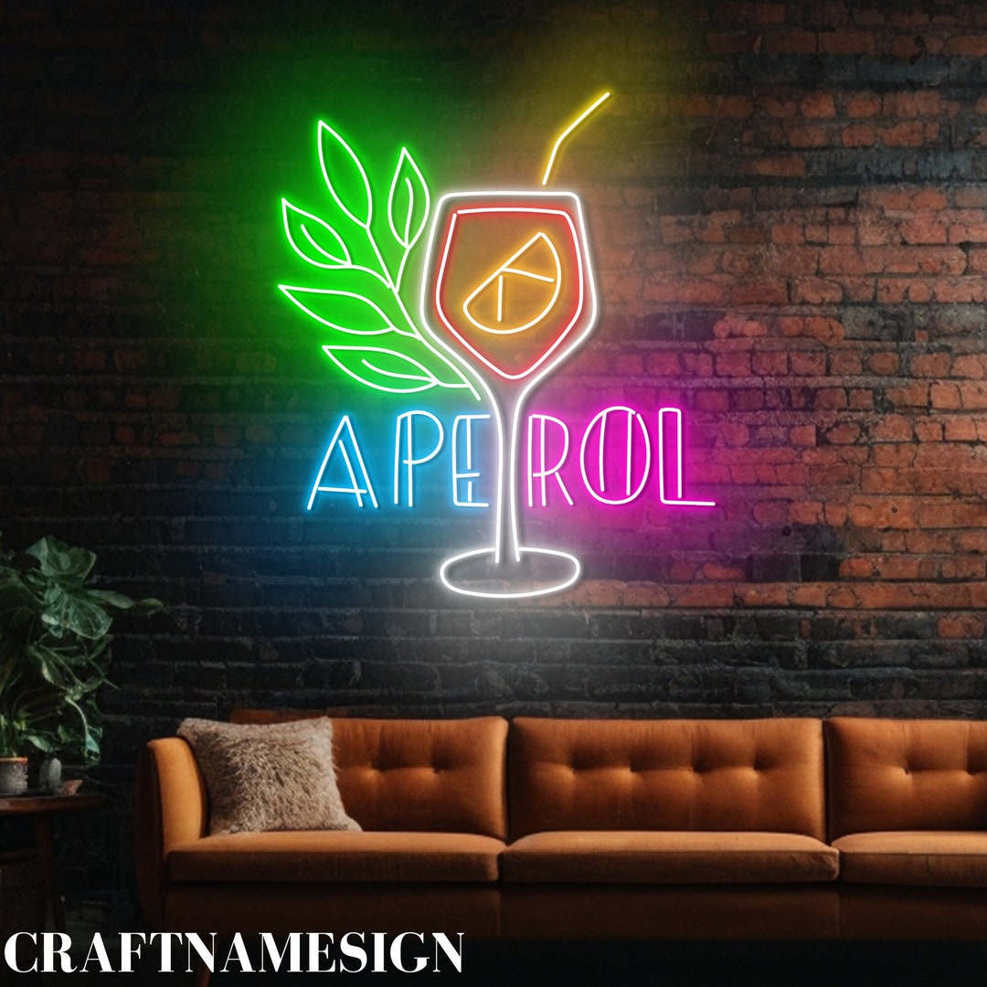 Open Aperol Bar Neon Light, Spritz Cocktail Bar Decor, Custom Neon Sign ...