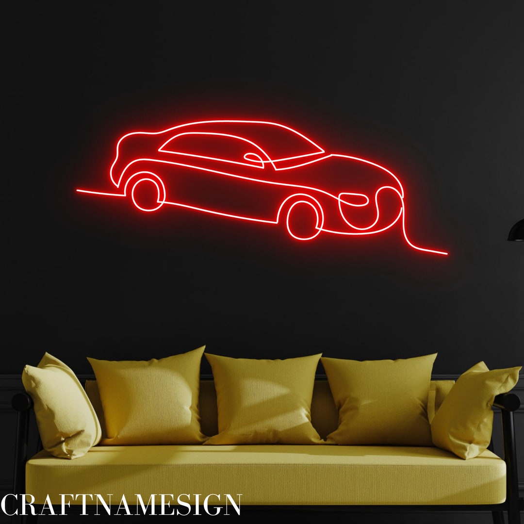 Car Line Neon Sign, Car Line Led Sign, Custom Neon Sign, Car Store Wall ...