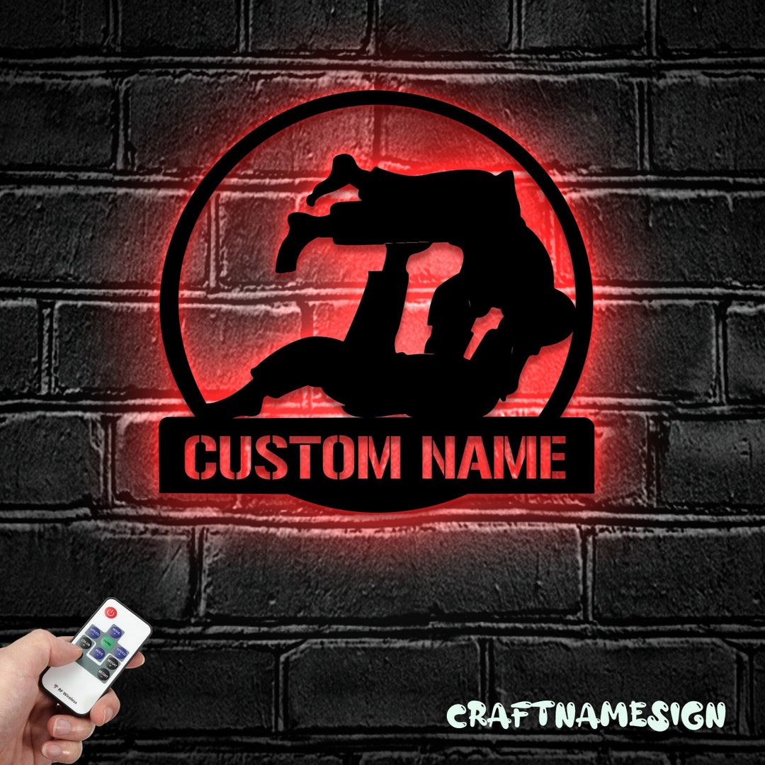 Custom Brazilian Jiu Jitsu Metal Wall Art With LED Light - Personalized ...
