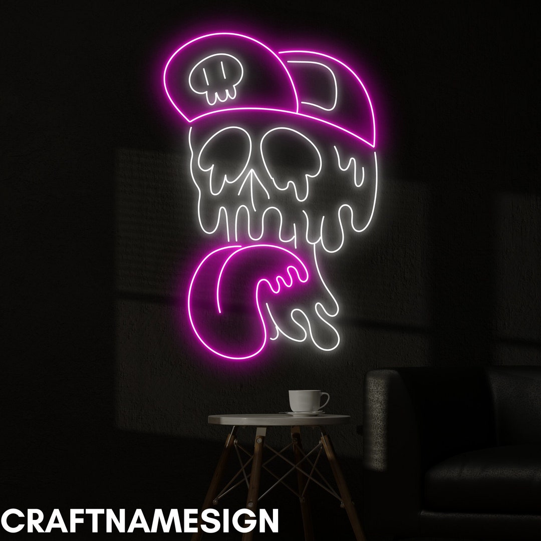 Dripping Hiphop Skull Neon Sign, Flowing Hiphop Skull Led Sign, Custom ...