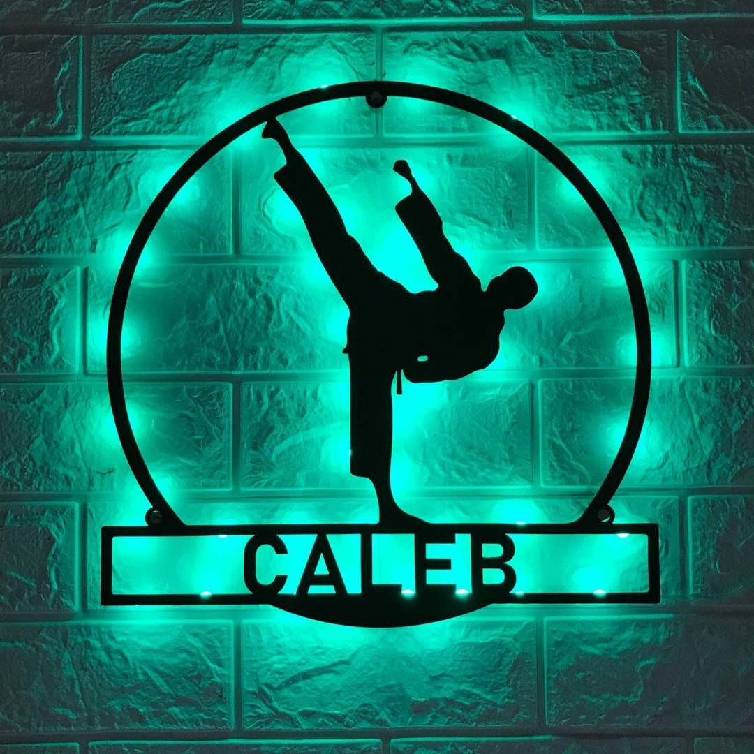 Custom Boy Karate Martial Arts Metal Wall Art With LED Light ...