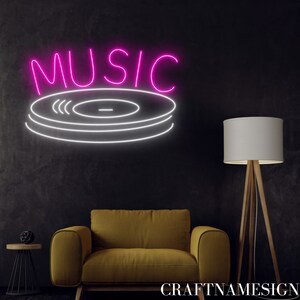 Music Record Player Neon Sign, Vinyl Record Led Sign, Custom Neon Sign ...