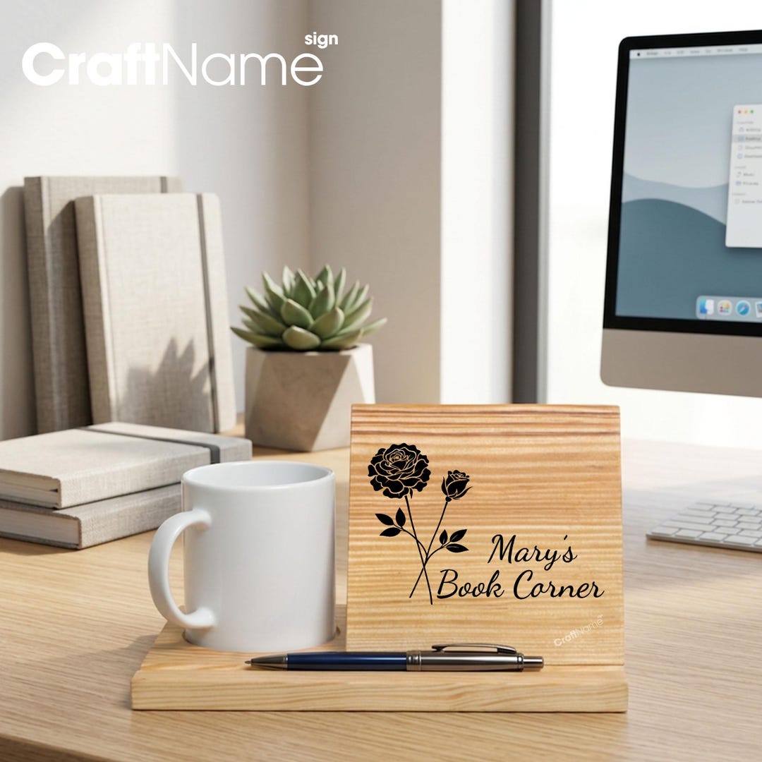 Personalized Wooden Book Holder, Custom Book Stand for Home Library or ...
