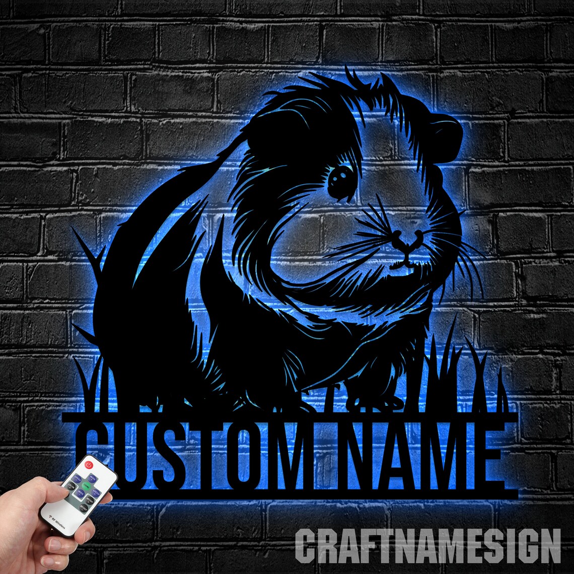 Personalized Guinea Pig Metal Wall Art LED Light, Custom Guinea Pig ...