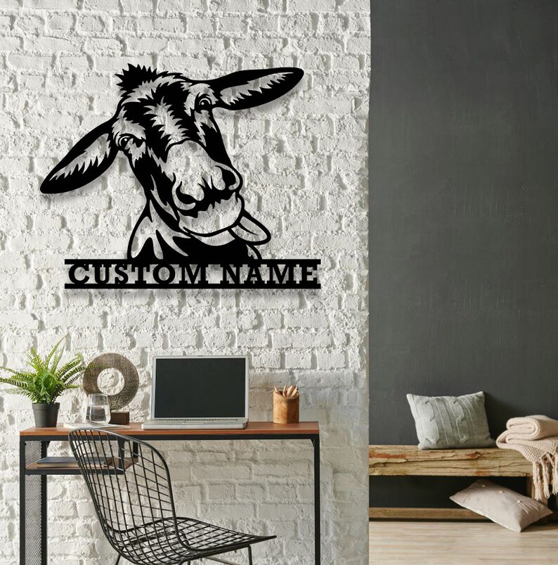 Custom Happy Donkey Farmhouse Metal Wall Art LED Light -personalized ...