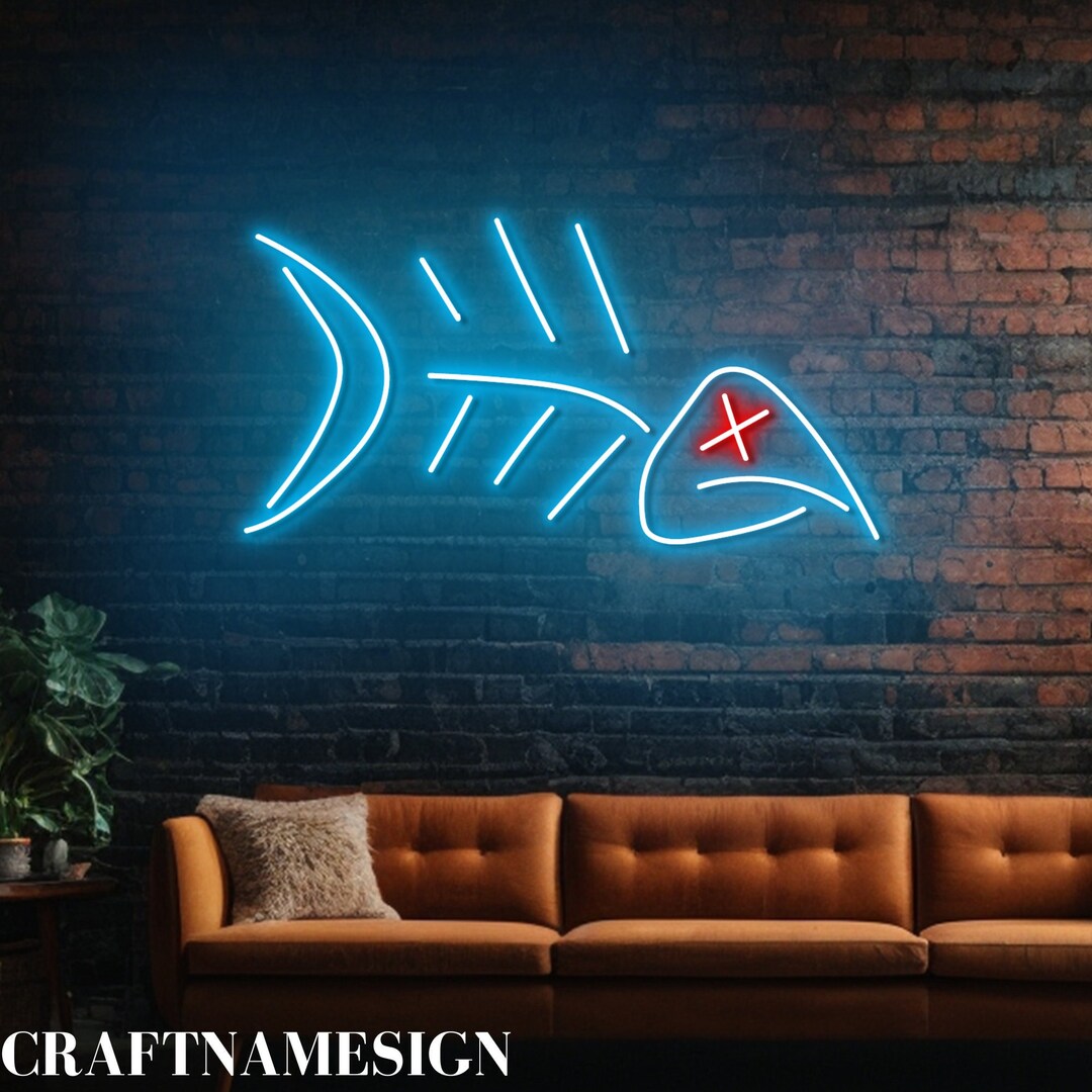 Fishbone Neon Sign, Fishbone Led Sign, Custom Neon Sign, Fish Bedroom ...