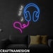 Headphone Music Note Neon Sign, Headphone Led Sign, Custom Neon Sign ...