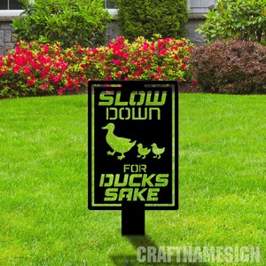 Personalized Ducks Crossing Metal Garden Sign With Stakes, Welcome Duck ...