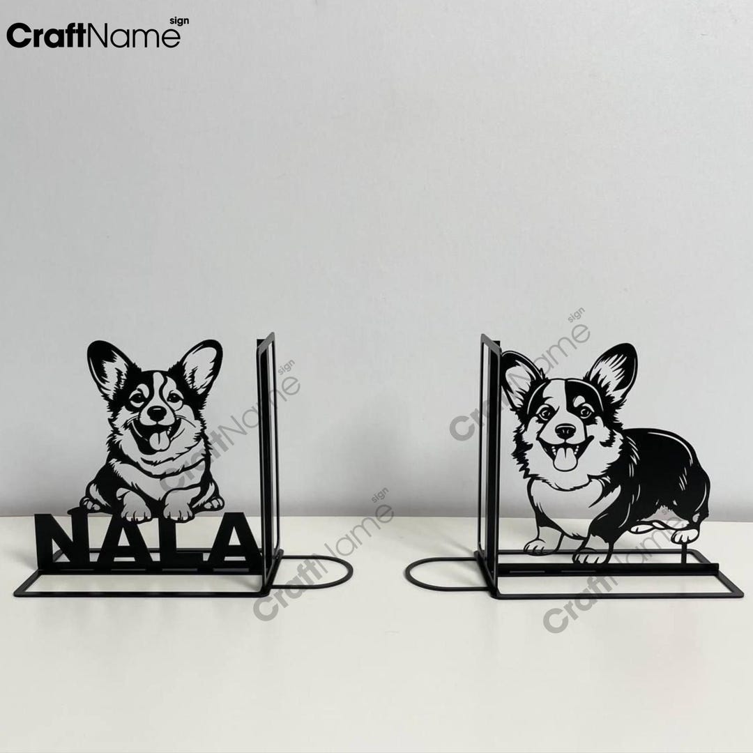 Personalized Corgi Dog Metal Bookend Sign, Custom Welsh Corgi Lover ...