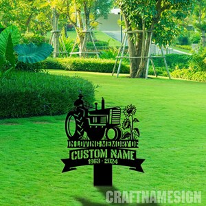Personalized Farmer Tractor Stake, Farm Garden Metal Yard Art, Farm ...
