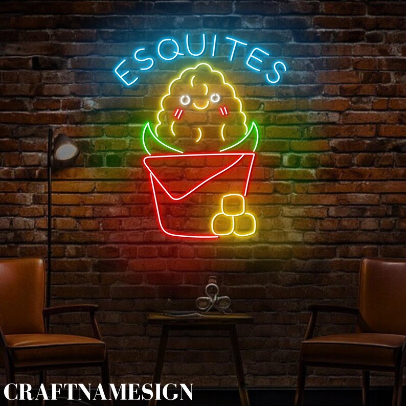 Esquites Corn Neon Sign, Esquites Mexican Corn Led Sign, Custom Neon ...