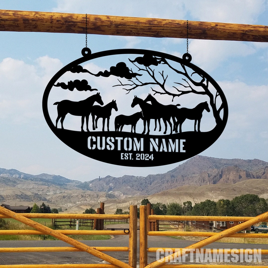 Personalized Outdoor Metal Horse Ranch Sign, Metal Name Sign Outdoor ...