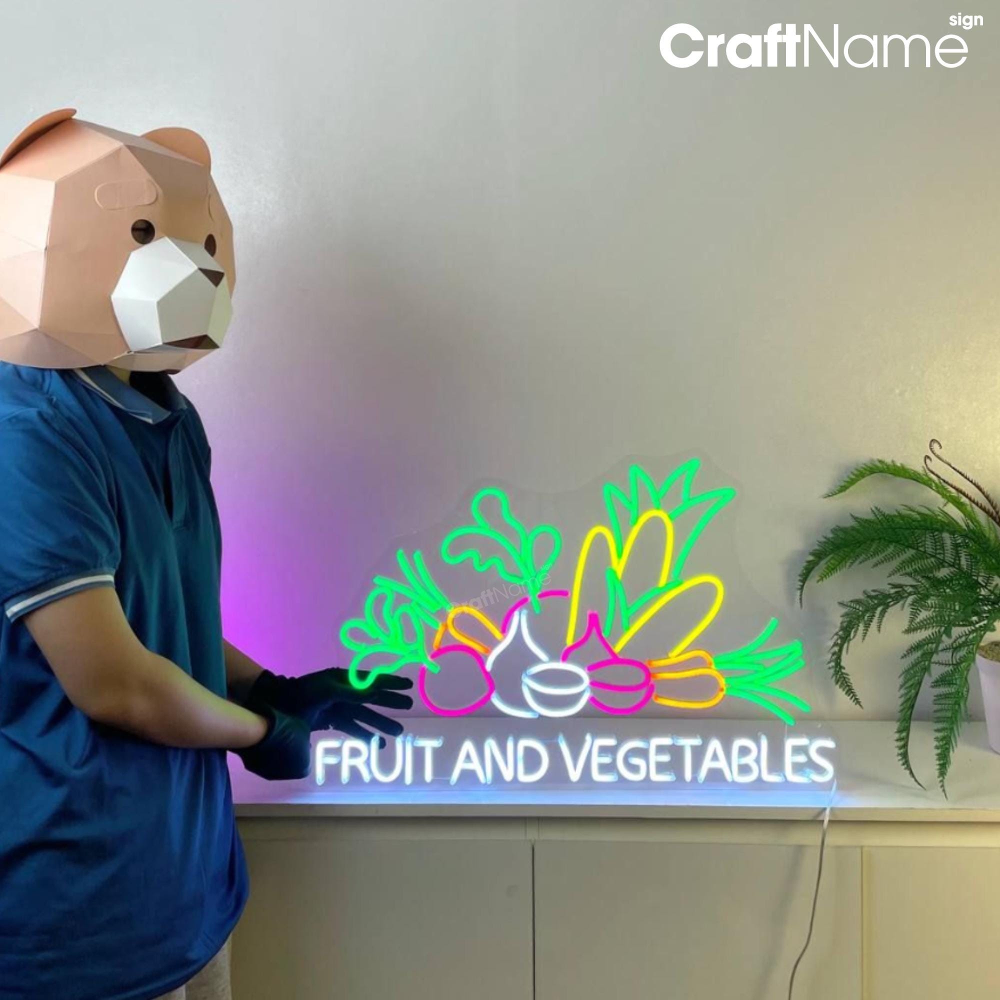 Fruit and Vegetables Neon Sign, Healthy Food LED Wall Light for Grocery ...