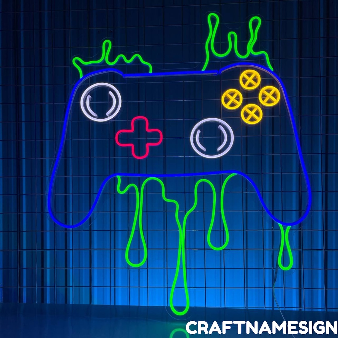Dripping Game Controller Neon Sign, Game Controller Led Sign, Custom ...