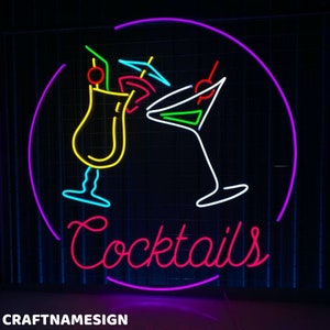 Open Cocktails Shop Neon Sign, Cocktails Bar Led Sign, Custom Neon Sign ...