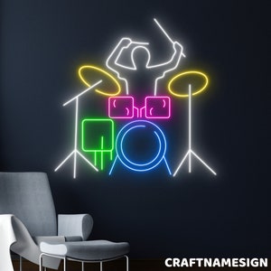 Drum Player Neon Sign, Drum Band Player Led Sign, Custom Neon Sign ...