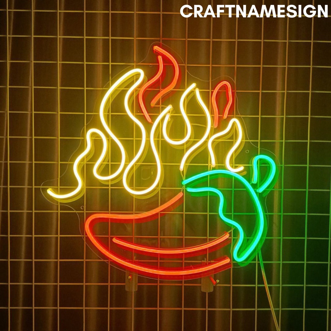 Hot Chilli Neon Sign, Fire Chilli Led Sign, Custom Neon Sign, Spicy ...